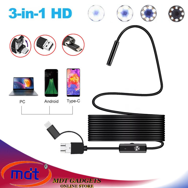 3 in 1 USB Endoscope 3.5M Soft Wire Waterproof Endoscope Industrial ...