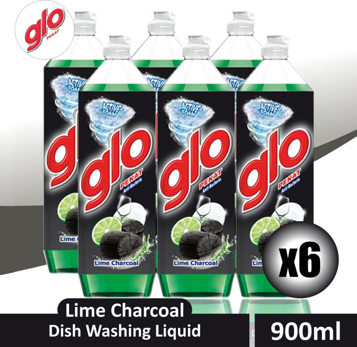 Glo 800ml Active Foam Lime Charcoal Dishwashing Liquid (Bundle Of 6 ...