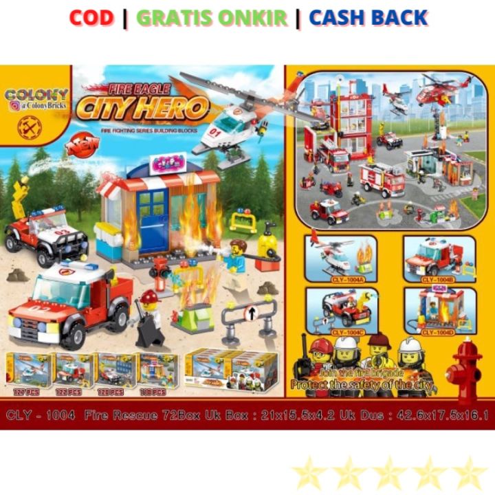 PROMO Lego Fire Rescue Pemadam Kebakaran Blok BLock Balok Bricks Tumpuk ...