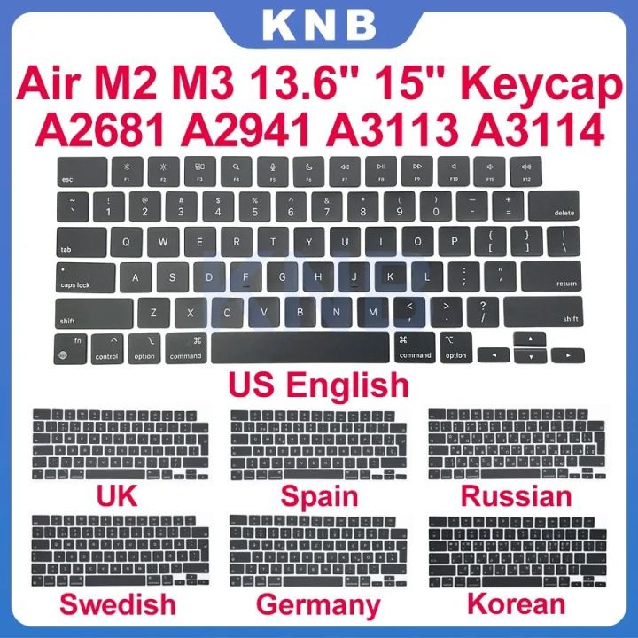 New Laptop Keyboard Keys Key Cap Black color For MacBook Air M2 M3 13.6 ...