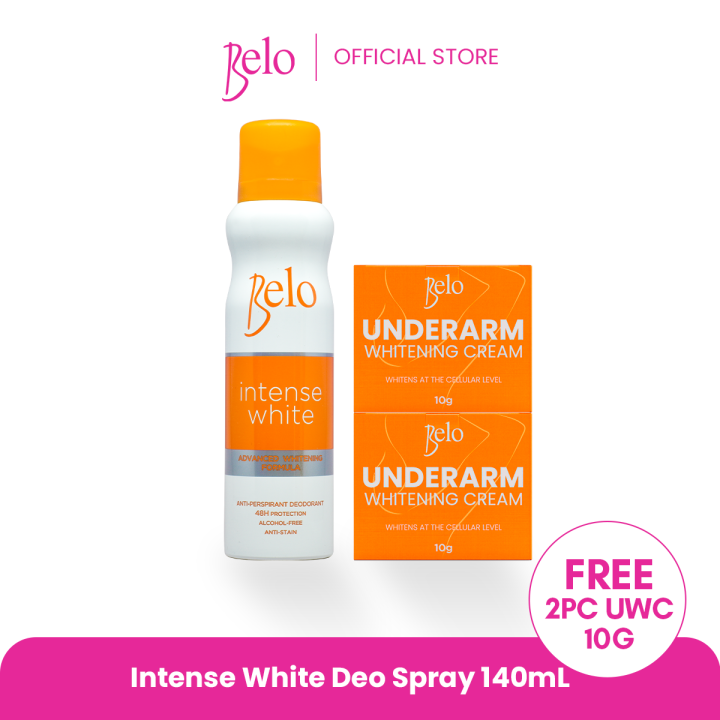 Belo Intense White Deo Spray 140mL + Free 2pc Underarm Whitening Cream ...