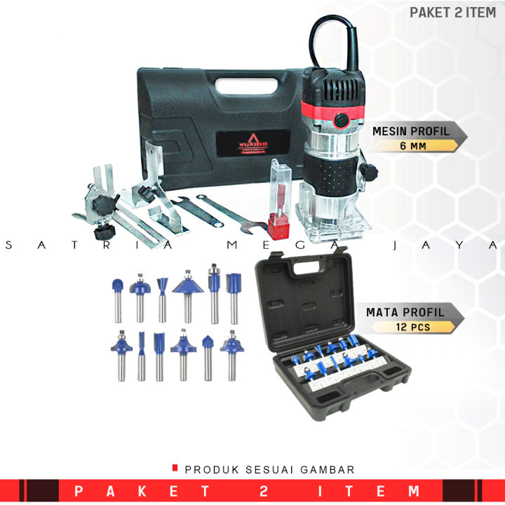 PROMO！YUKIDO 440w Mesin Profil Kayu Trimmer Router 6mm Wood Trimmer ...