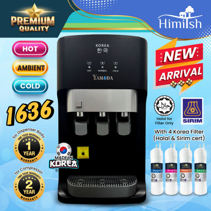 Yamda Mild Alkaline Water Dispenser Hot Normal Cold 1636 With 4 JAKIM ...