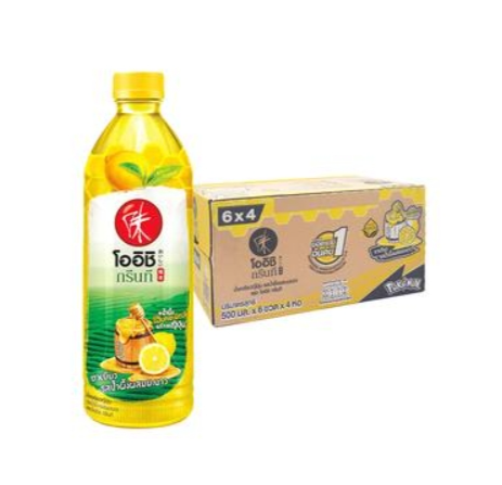 โออิชิ ชาเขียวพร้อมดื่ม รสน้ำผึ้งผสมมะนาว 500 มล. x 24.OISHI Green Tea Honey Lemon 500 ml x 24 ...