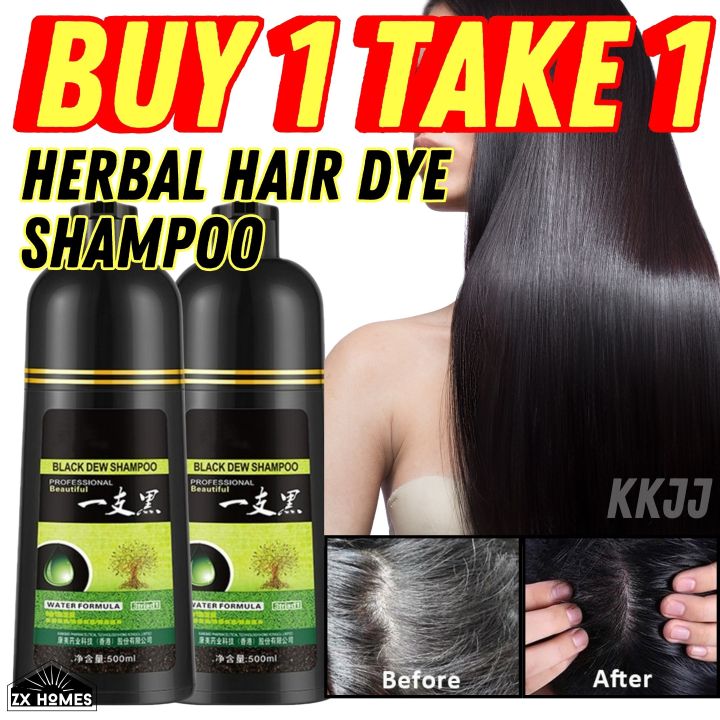 KKJJ [BUY 1 TAKE 1] Herbal Hair Dye Shampoo White Hair to Black Hair ...