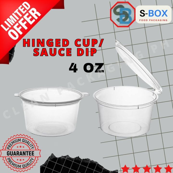 [50 PCS] 120 ML/ 4 OZ HINGED SAUCE CUP FASPACK MICROWAVABLE CONTAINER ...