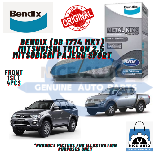MITSUBISHI TRITON 2.5 / PAJERO SPORT FRONT BRAKE PAD - BENDIX Metal ...