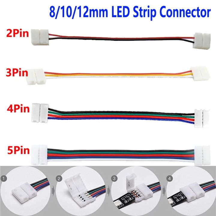 5 pcs 2/3/4/5 Pin LED Strip Connector for 8/10/12mm 3528 5050 5630 RGB ...