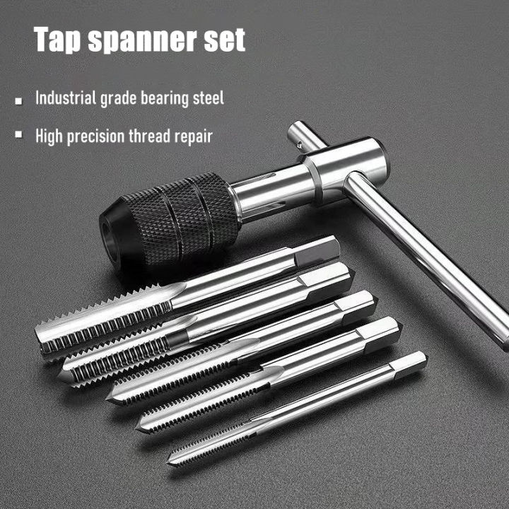 Portable 6pcs T-type Wrench Drill Set Hand Tapping Tools Machine Screw ...