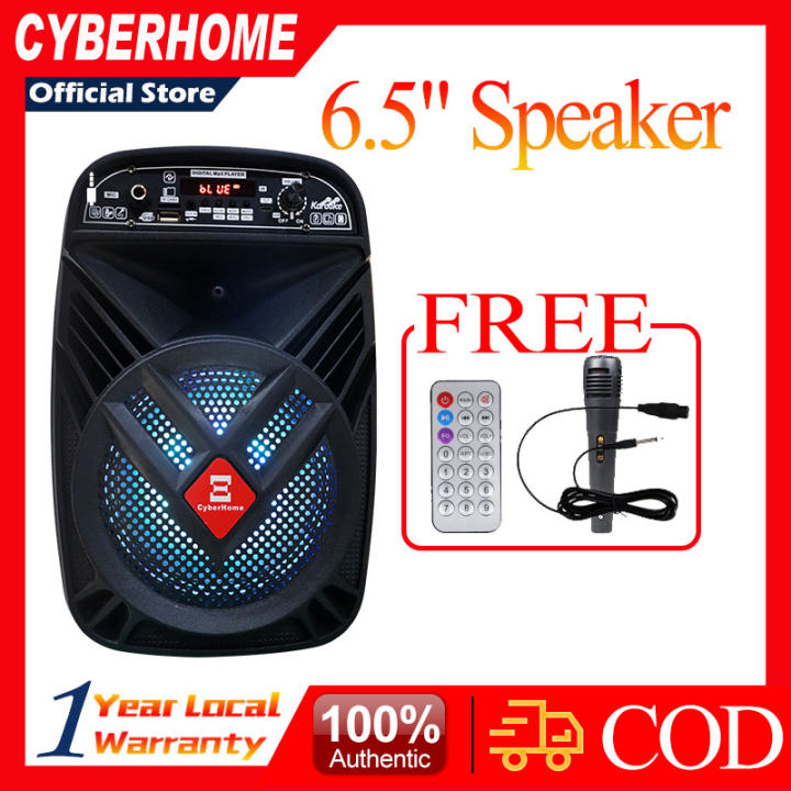 【CYBERHOME】6.5" Rechargable Bluetooth Speaker with Mic Remote Wireless ...