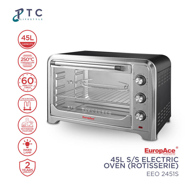 EuropAce 45L S/S Electric Oven (Rotisserie) | Lazada PH