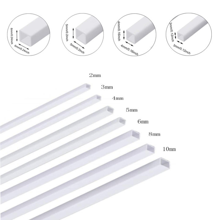 5/10pcs ABS plastic square rod white plastic square tube square hollow ...