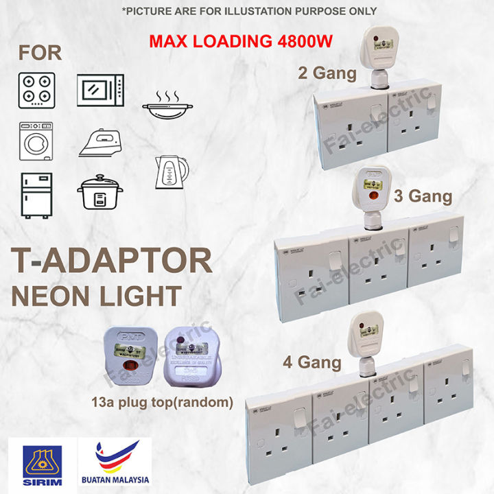 Pvc UMS /2 GANG / 3 GANG EXTENSION WALL SOCKET / ADAPTOR | Lazada
