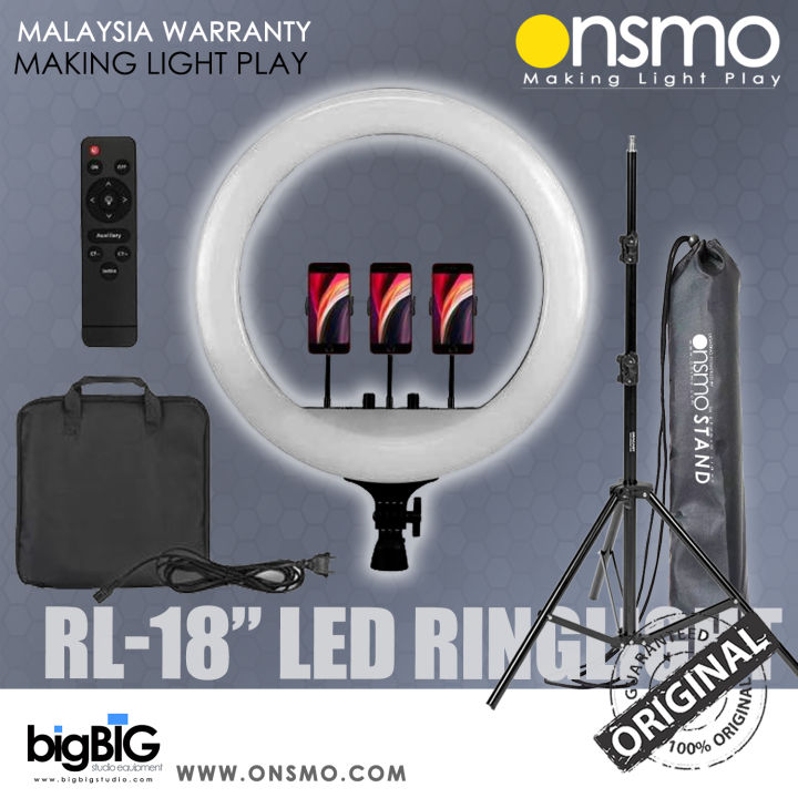 Onsmo RL-18 LED Soft Ringlight 18 inch LED Ring light with Power Control 3 Handphone Holder for ...