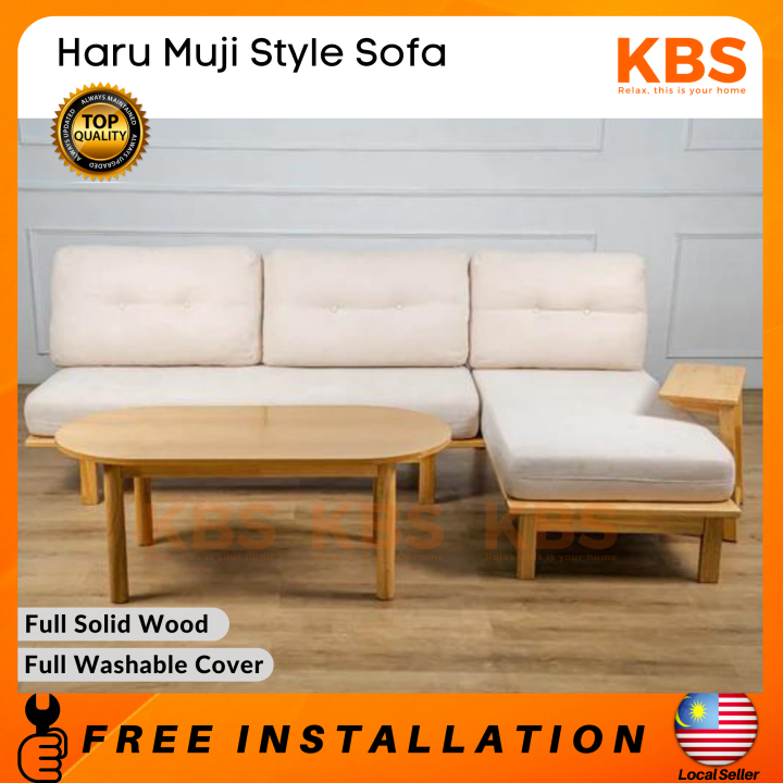 (FREE Installation+Shipping) KBS Haru SOLID WOOD Sofa / Muji Style ...