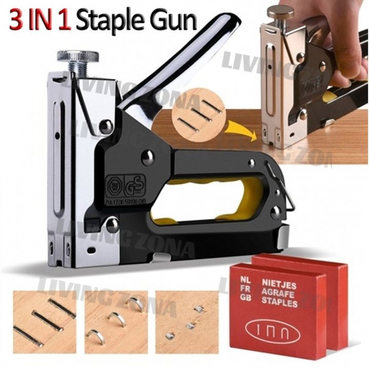 Stapler Tembak Gun Tacker Alat Staples dan Paku Tembak 3in1 Multifungsi ...