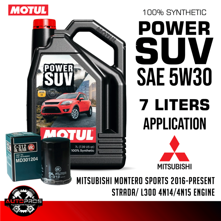 Motul POWER SUV 5W-30 Fully Synthetic 7 Liters Bundle for Mitsubishi Montero, Strada, L300 4N14 ...