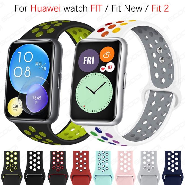 Colorful Soft Silicone Watch Strap For Huawei watch Fit / Fit New/Fit 2 ...