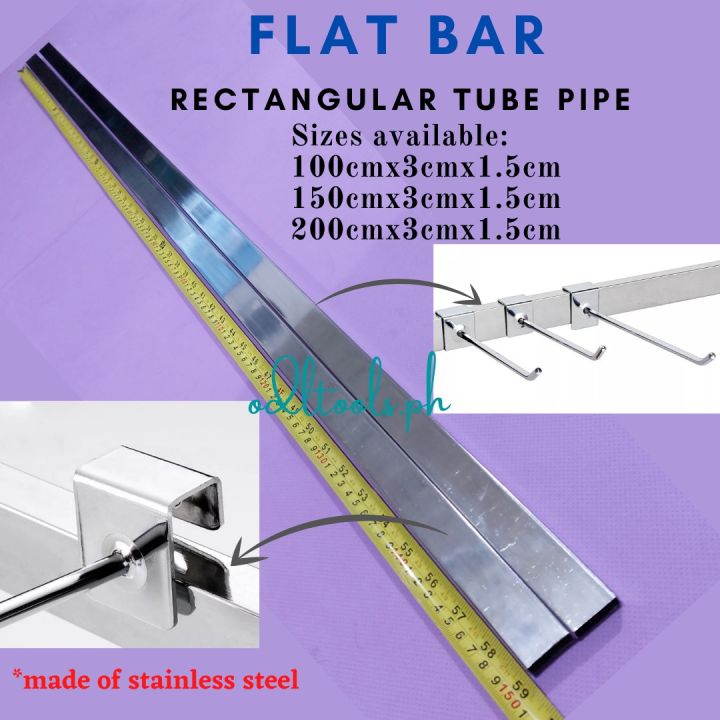 2pcs Rectangular Flat Bar Tube Pipe for Shops and Bazaar Display Racks ...