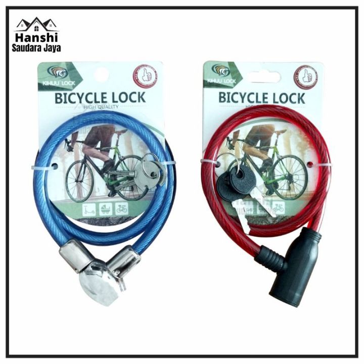 Gembok Sepeda Kawat Dengan Kunci / Gembok Sepeda Helm Cable Lock ...