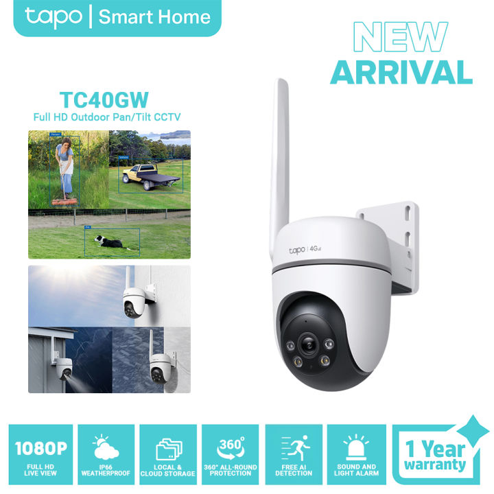 TP-Link Tapo TC40GW Outdoor Pan/Tilt 4G LTE Camera 1080 Full HD 4G LTE ...