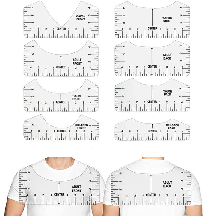 8 Pcs T-shirt Ruler Guide V Neck Alignment Tool To Center Designs ...