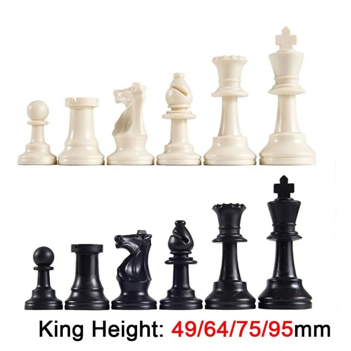 32 Medieval Plastic Chess Pieces Set King Height 64 & 75 & 95 Mm Chess ...
