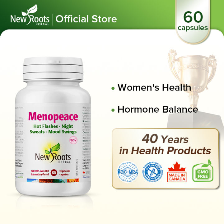 New Roots Herbal Menopeace for Hormone Balance Menopause Support Women's Health 60 Vegetable ...