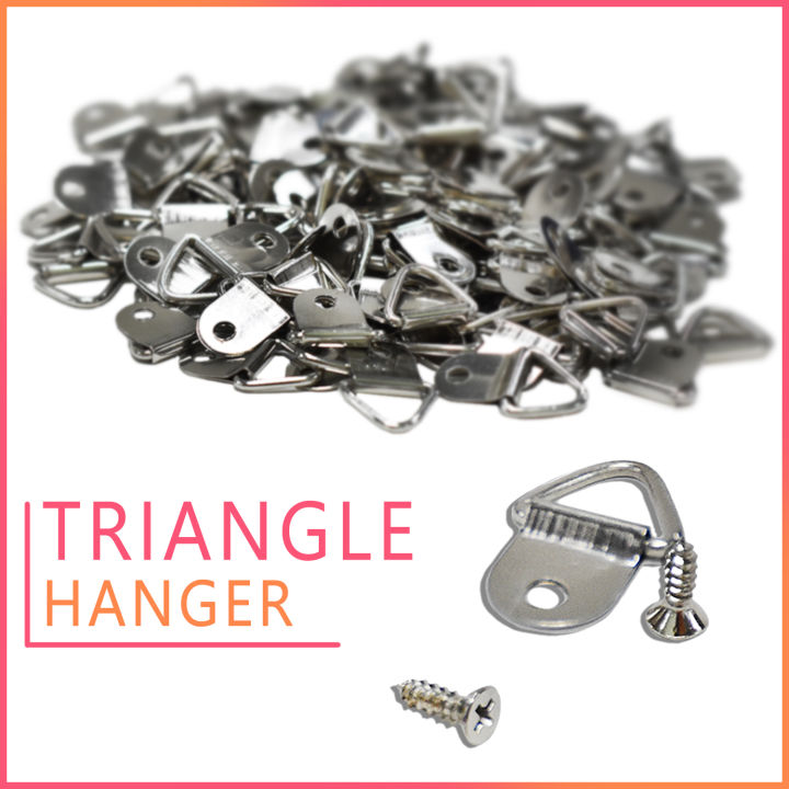(10-pcs-pack-screw) Frame Hook Hanger Silver Triangle D Ring Picture ...