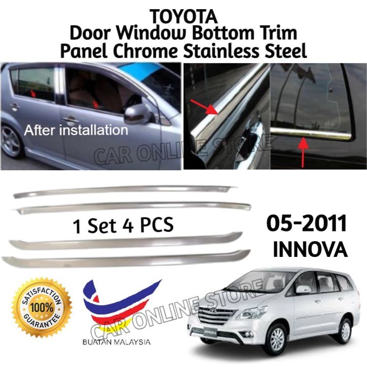 Toyota Innova 2005-2011 4PCS Door Window Trim Panel Chrome Stainless ...