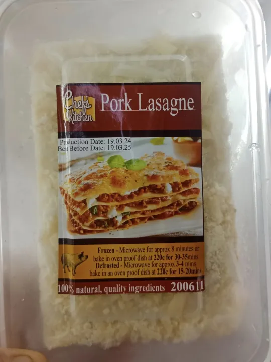 CHEF'S KITCHEN Homemade Pork Lasagna * 4 PACK * INCLUDES POLY BOX AND ...