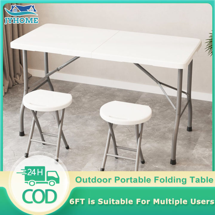JYHOME 6FT Folding Table Heavy Folding Table Portable Outdoor Picnic ...