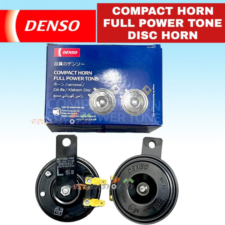 (100% ORIGINAL) DENSO COMPACT HORN FULL POWER TONE DISC HORN SET 12V 4A ...