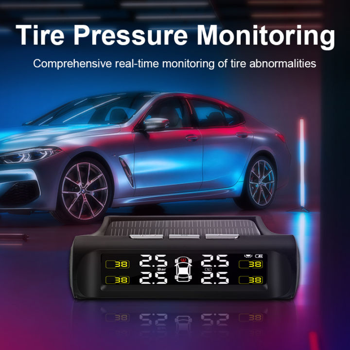 EKLEVA Car Solar Tire Pressure TPMS Monitoring System Solar Power Digital tpms Display Security ...