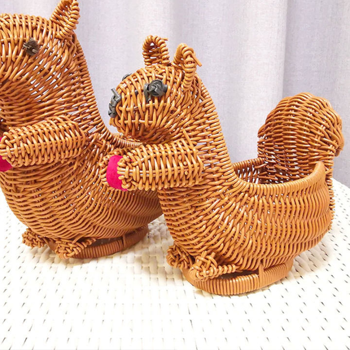 Rattan Storage Basket Animal Shaped Living Room Coffee Table Desktop ...