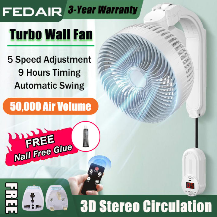 【3 Year Warranty】FEDAIR Air Circulating Fan Wall Fan 40W Wall-Mounted ...