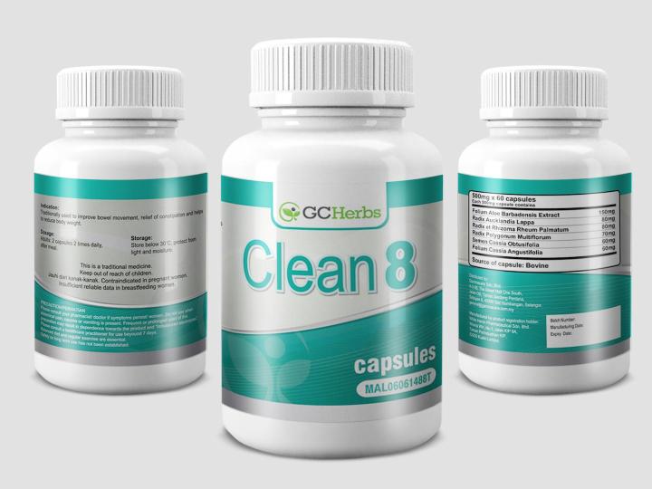 GC Herbs Clean 8 Capsules (for Detoxs,Constipation,Eliminate Toxin ...