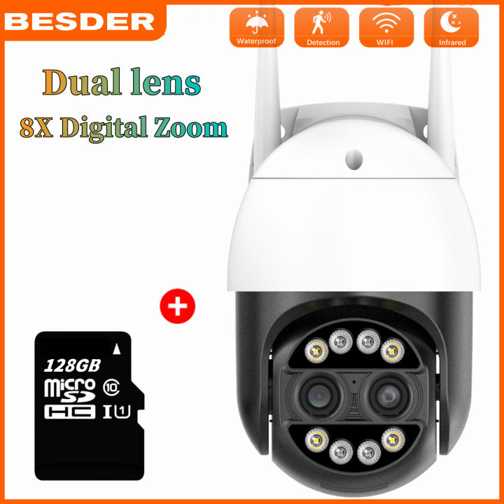 BESDER 8MP 4K IP Camera WiFi Security CCTV Camera Dual-Lens Color Night ...
