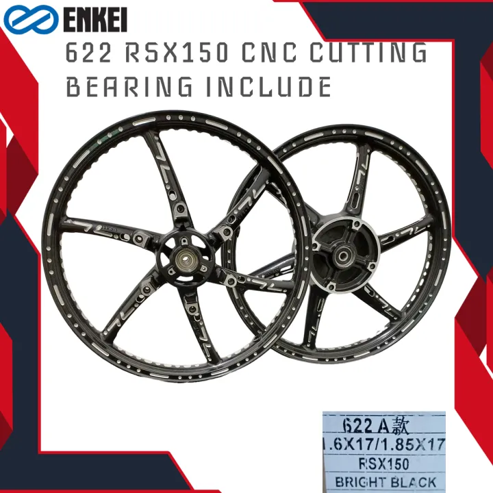 SPORT RIM ENKEI 6L HONDA RSX150 CNC FULL CHOP KILAT BLACK Cast Wheel ...