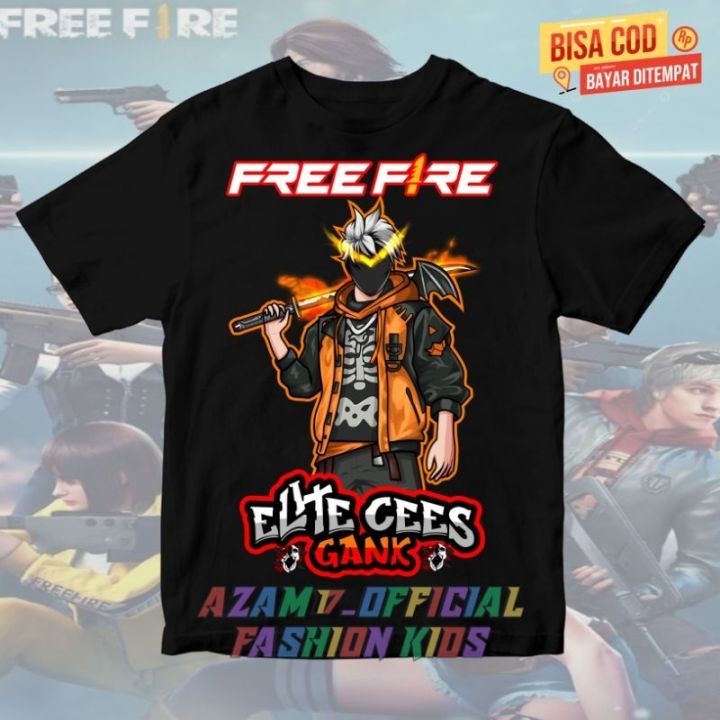 🐶🐶 เสื้อยืดเด็ก FF ตัวอักษรฟรี FIRE ELITE CEES GANK ฟรีชื่อ/เสื้อยืด ...
