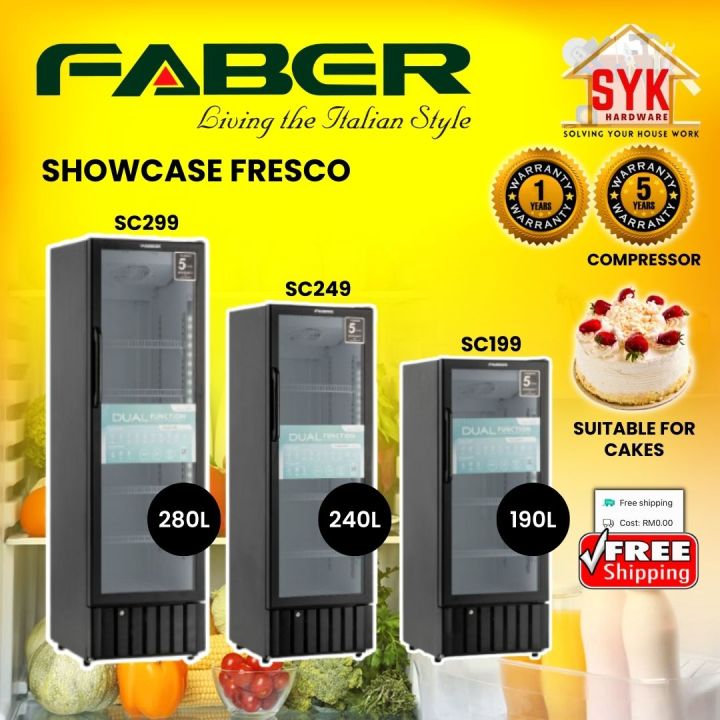 SYK Free Shipping Faber Showcase Fresco Chiller Fridge 1 Door SC199 ...