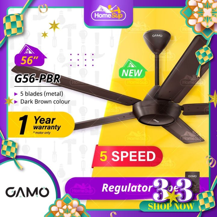 GAMO G56-PBR (56 inch) 5-speed Regulator Ceiling Fan - Dark Brown ...