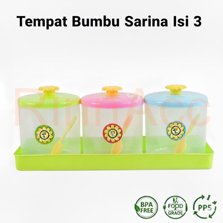 Tempat Bumbu Dapur Isi 3 Besar Tantos / Wadah Bumbu Rak Bumbu Garam ...