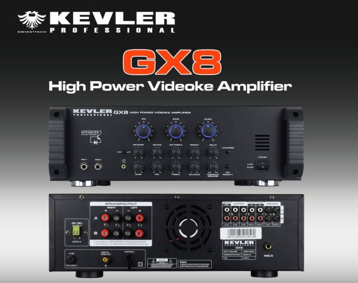 Kevler Professional GX8 NEW HIGH POWER VIDEOKE AMPLIFIER With 12V DC ...