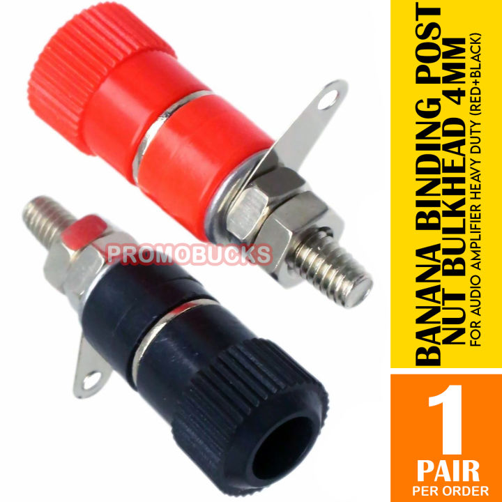 Banana Binding Nut Bulkhead Connector 4MM for Audio Amplifier (RED ...