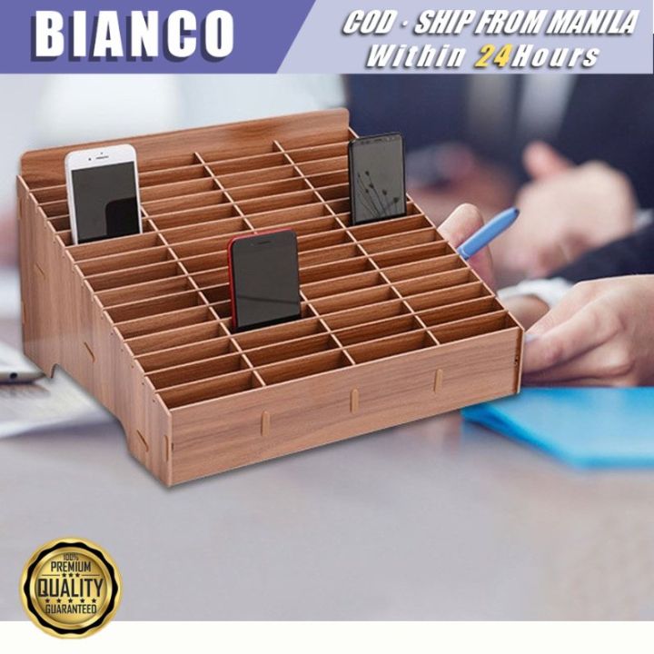 Wooden Mobile Phone Storage Multi-grid Desktop Organizer Box For School ...
