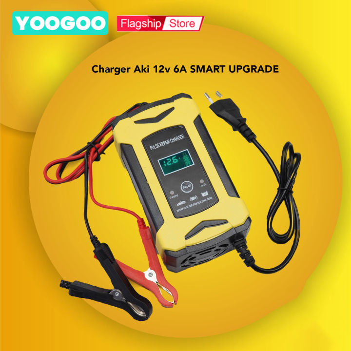 YOOGOO Charger Aki 6A 12V Mobil Carger Aki Mobil Casan Aki Alat Cas Aki ...