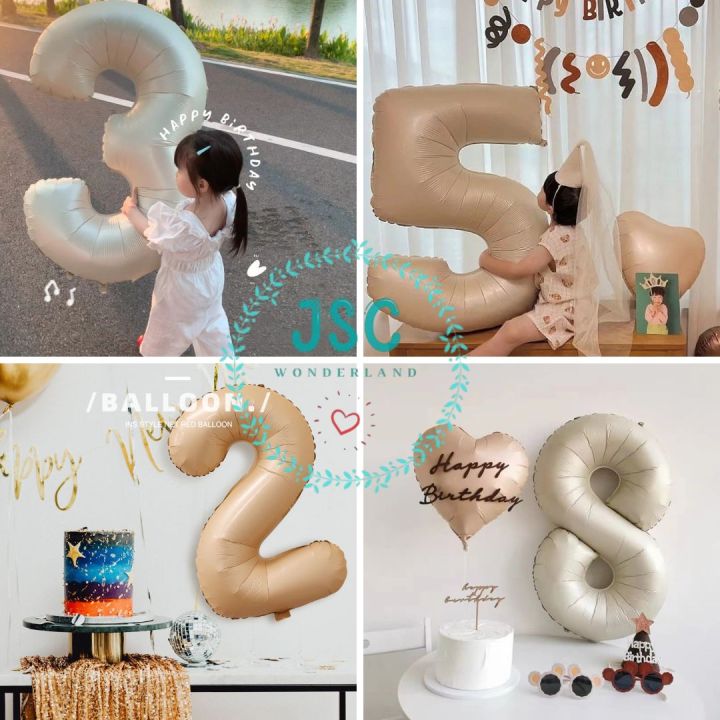 [NEW] 32 Inch Cream Color Series Number Balloon Caramel Color Series ...