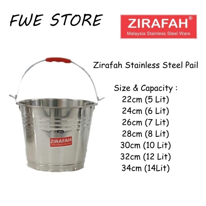 Zirafah Stainless Steel Bucket / Pail / Basket (5 / 6 / 7 / 8 / 10 / 12 ... Zirafah Stainless Steel Bucket / Pail / Basket (5 / 6 / 7 / 8 / 10 / 12 ...