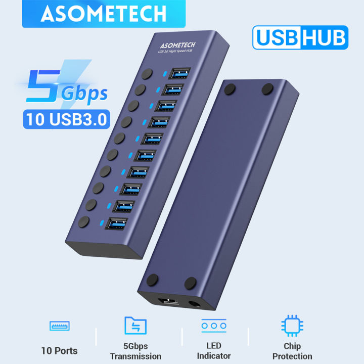 ASOMETECH 7/10หลายพอร์ต USB C Harger HUB แยก USB HUB USB 3.0 5G Bps ความเร็ว HUB โทรศัพท์ชาร์จอะ ...